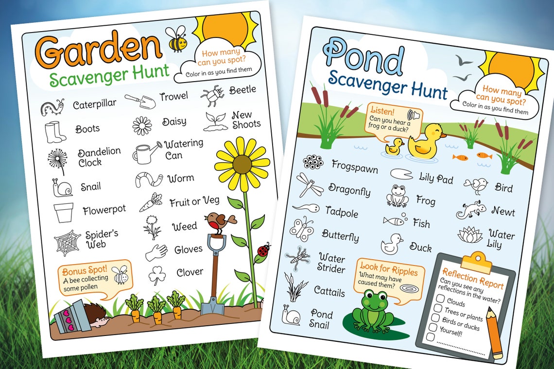Nature Scavenger Hunt Bundle, 6 Kids Outdoor Treasure Hunt Trails, Find ...