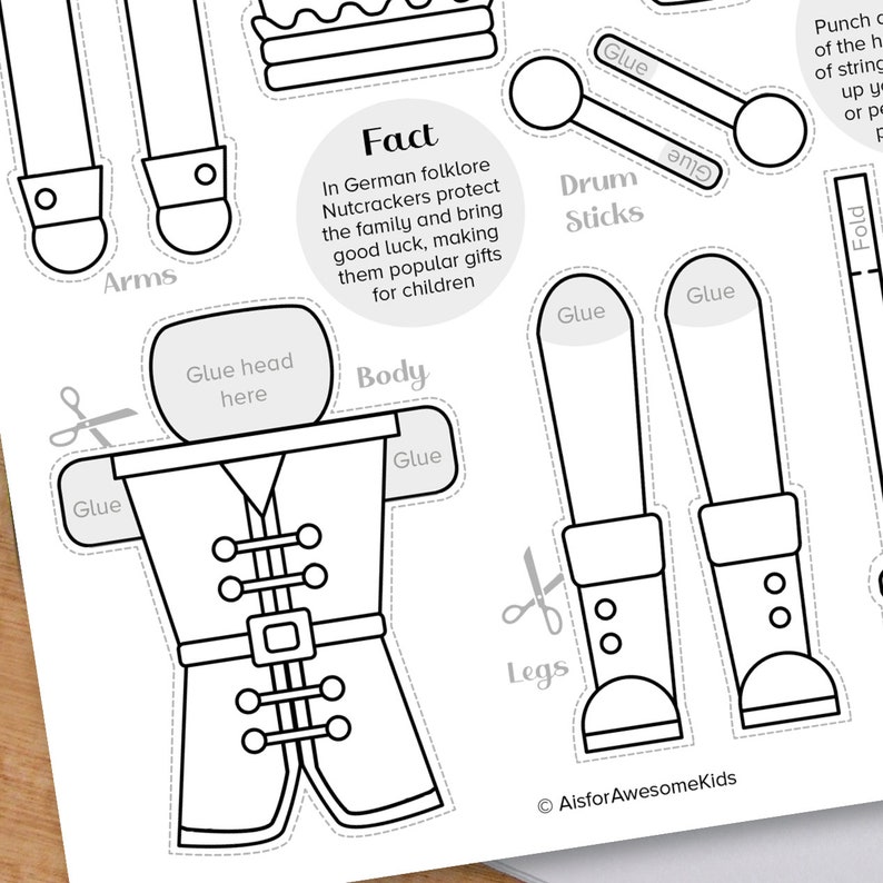 Nutcracker Cut & Paste Craft, Christmas Toy Soldier Color Build Kit ...