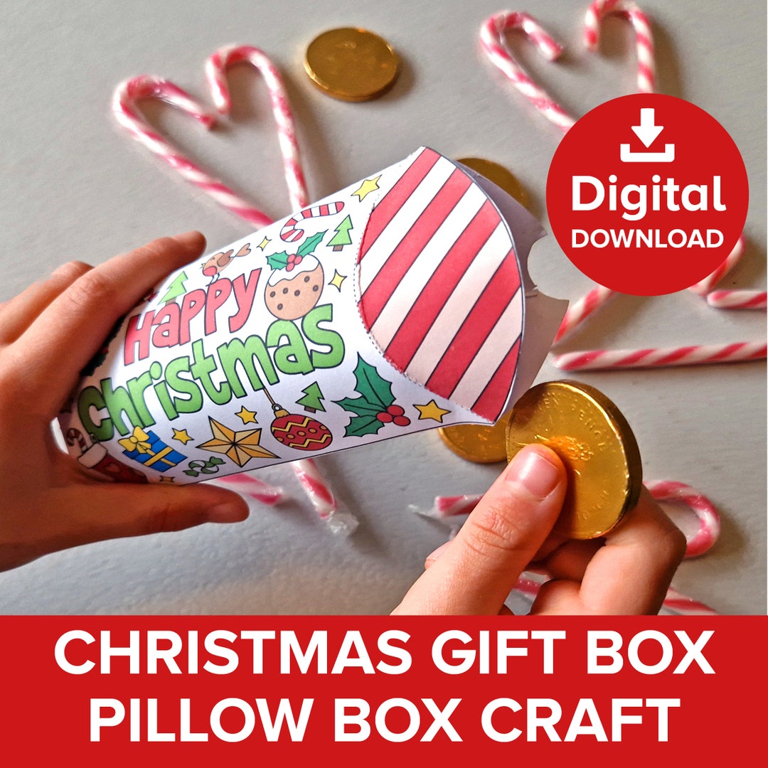 Christmas Gift Box Craft, Make Your Own Xmas Cut-out & Color Present ...