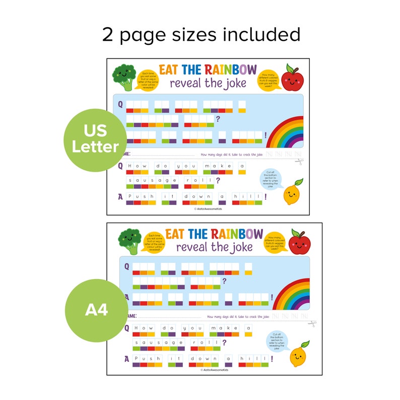 Eat the Rainbow Childrens Healthy Eating Reward Chart, Kids Jokes Track ...