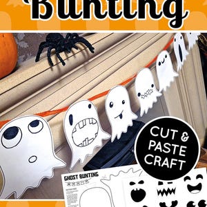 Ghost Bunting Cut & Paste Craft, Halloween Party Decoration Kit, Kids ...