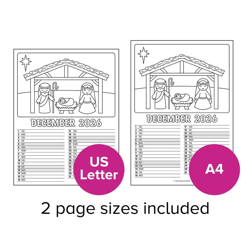 2026 Coloring Calendar Printable, January Month to View 12 Page Lined ...