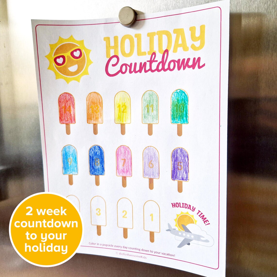 Vacation Countdown Charts, Summer Holiday Count Down Chart, Family Trip Lolly Coloring Planner ...
