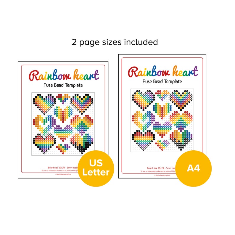Rainbow Hearts Fuse Bead Template, Valentines Love Craft, Pride LGBTQ ...