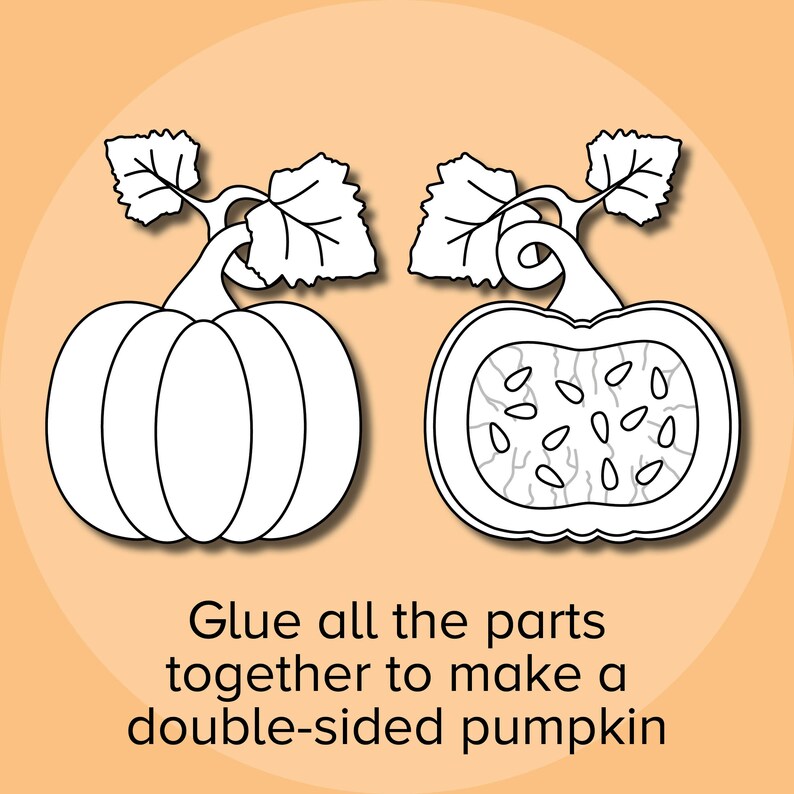 Build a Pumpkin Cut & Paste Craft, Fall Fruit Coloring Page Printable ...