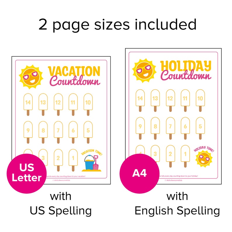 Vacation Countdown Charts, Summer Holiday Count Down Chart, Family Trip ...