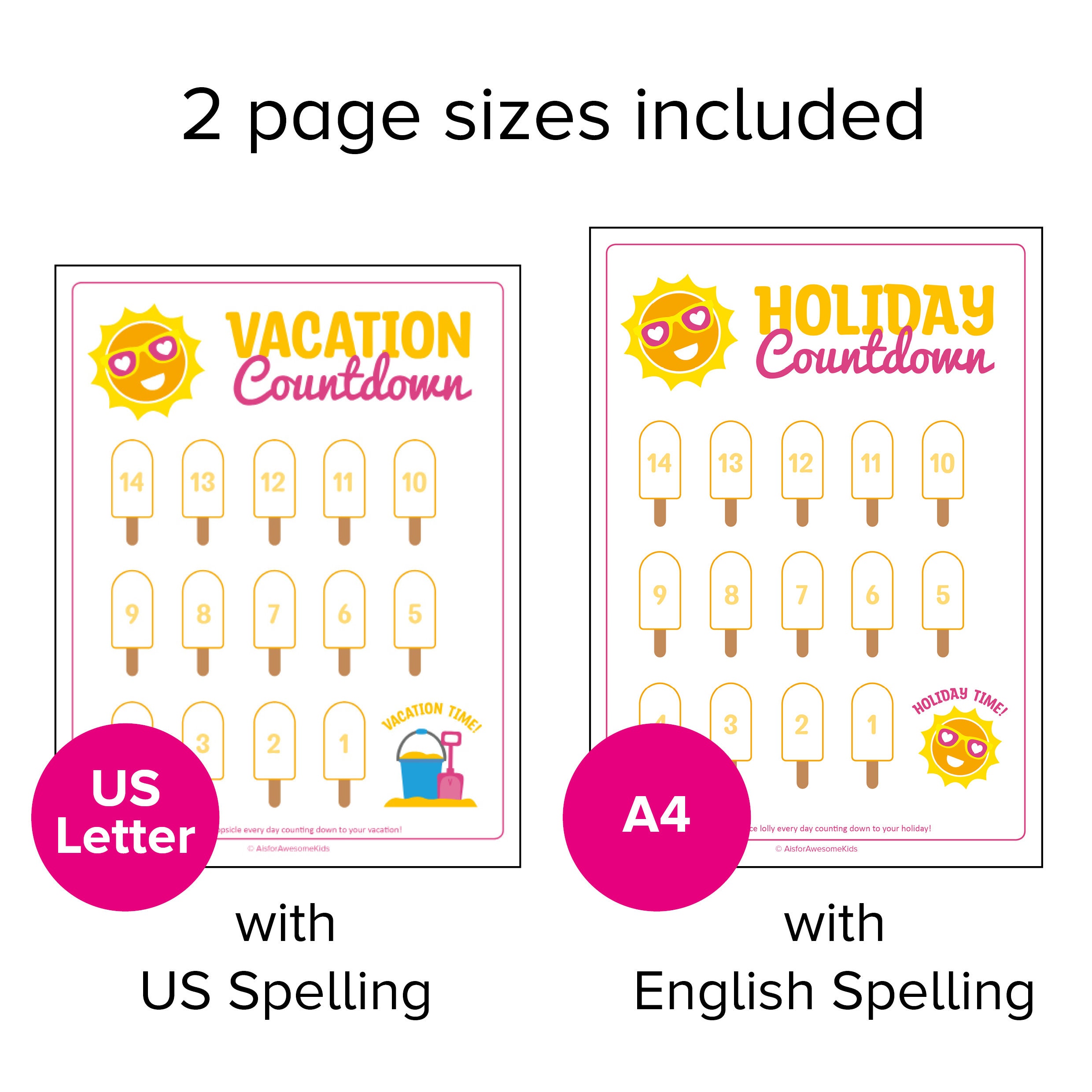 Vacation Countdown Charts Summer Holiday Count Down Chart - Etsy