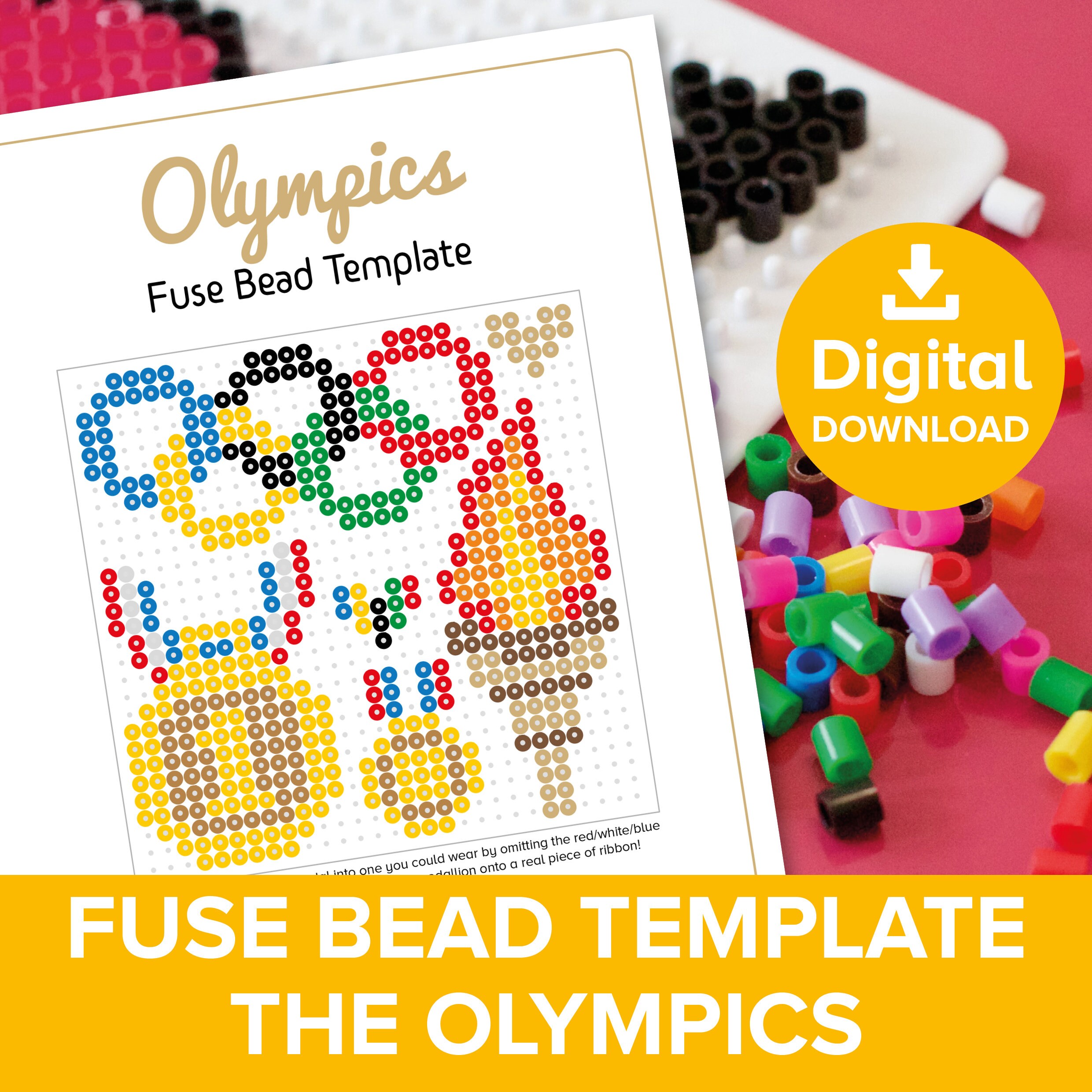 Olympics Fuse Bead Template, World Sport Olympic Rings Pattern, Sports ...