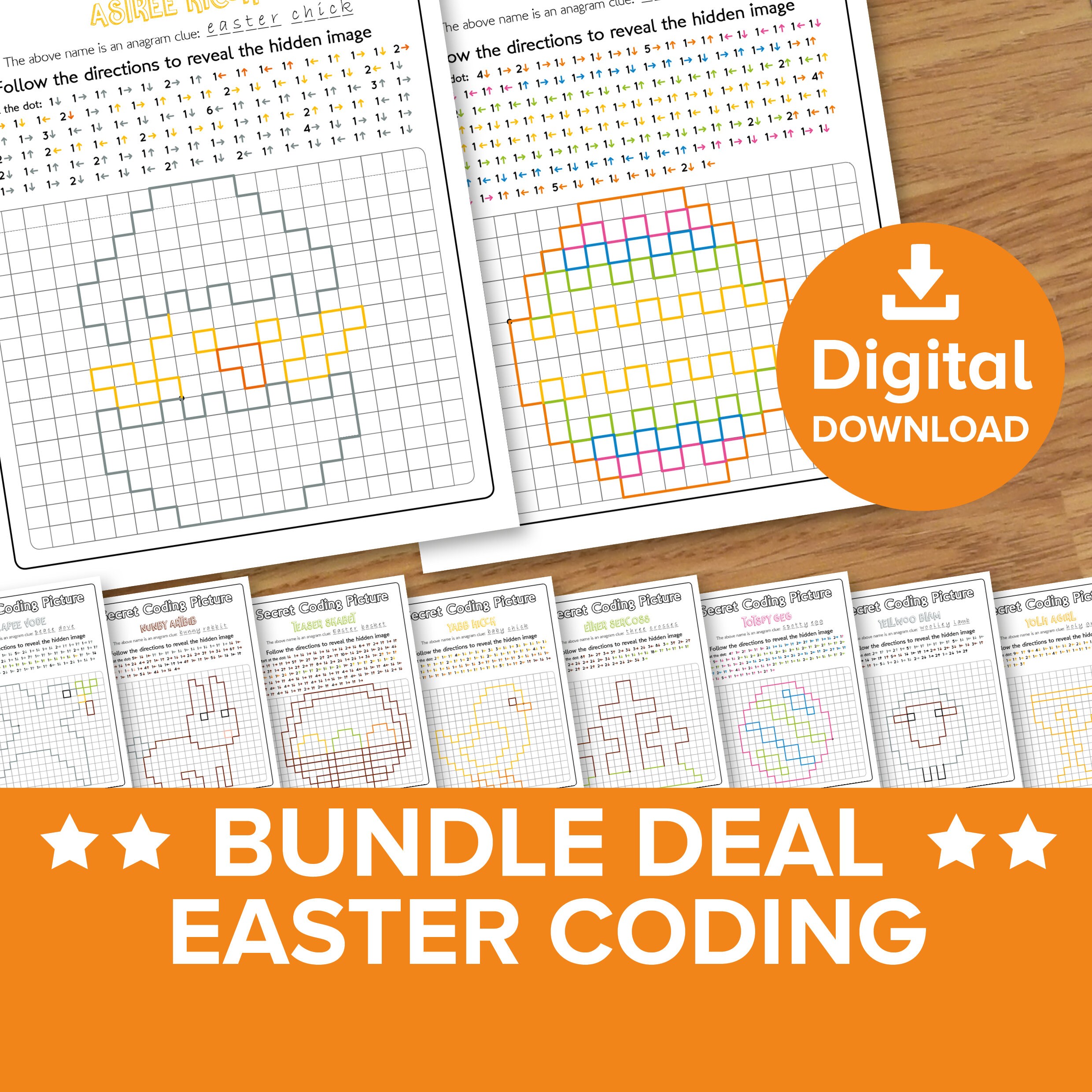 Easter Coding Worksheets Spring Animals Picture Reveal Pixel - Etsy