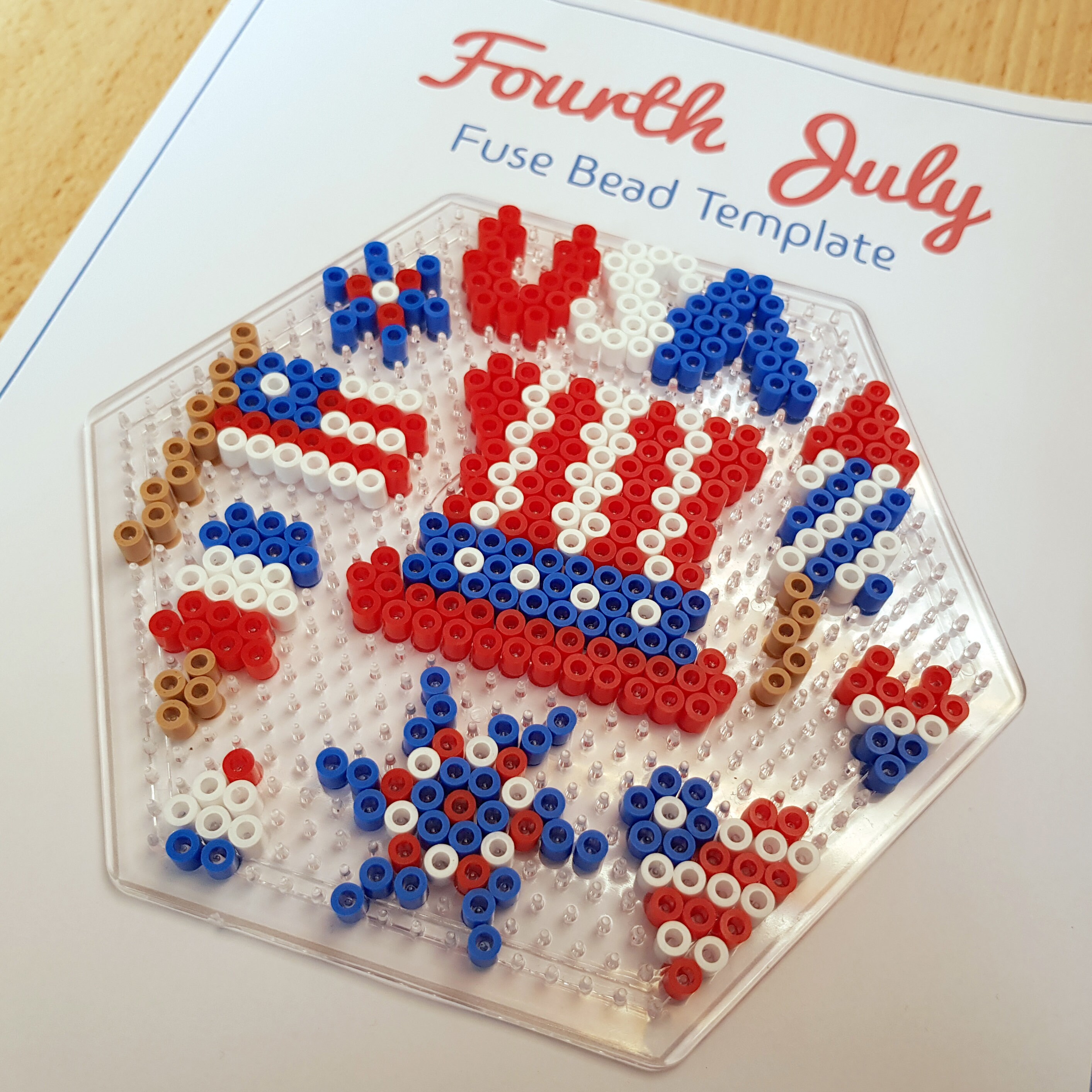 4th July Fuse Bead Template, Independence Day Hama Perler Pyssla Craft ...