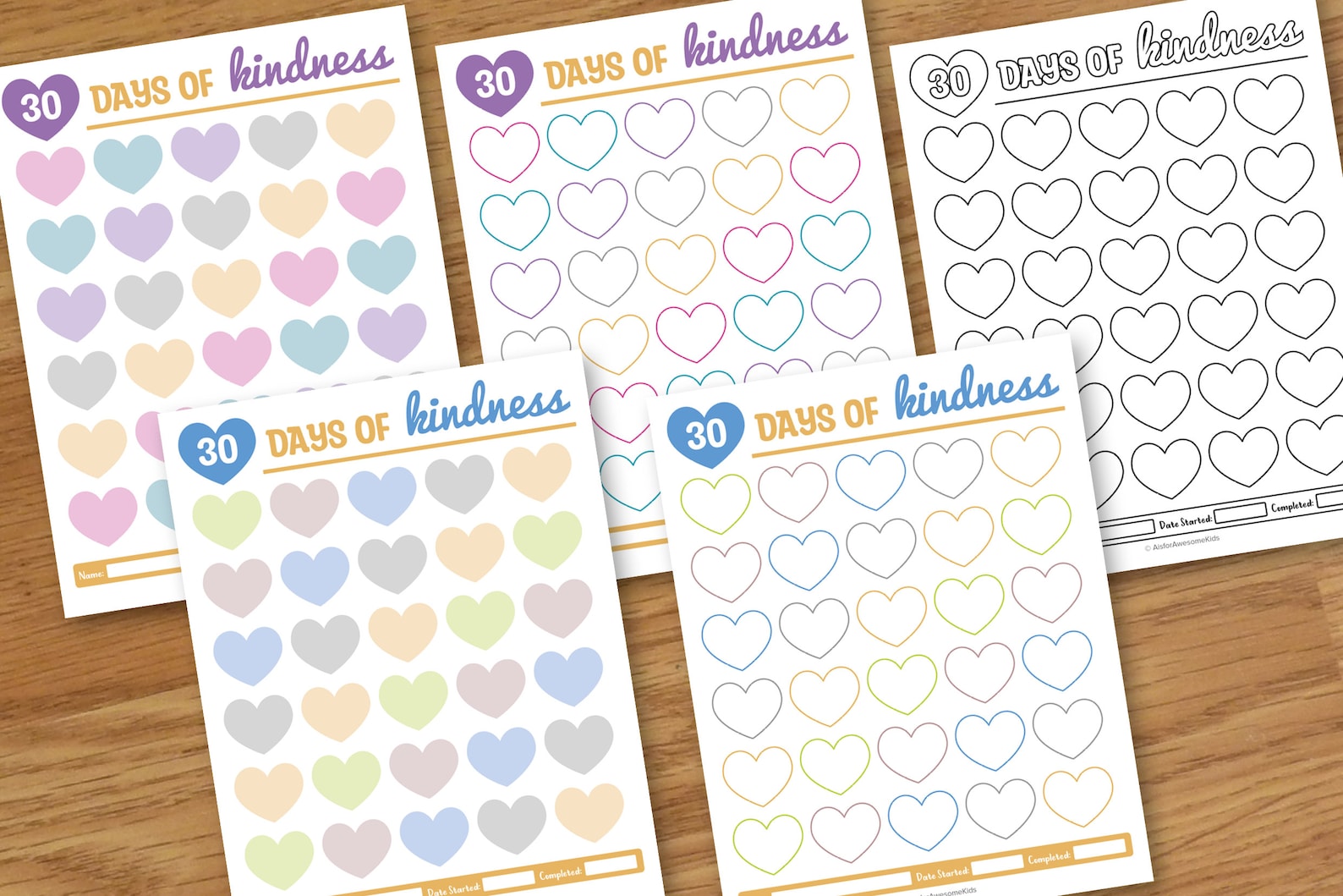 Acts of Kindness Chart for Kids, 100 Hearts Tracker Log, Spread the ...