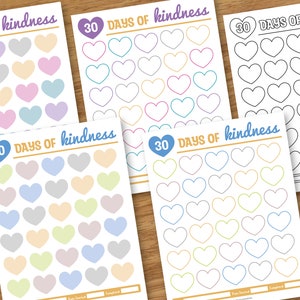Acts of Kindness Chart for Kids, 100 Hearts Tracker Log, Spread the ...