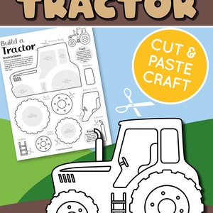 Tractor Cut & Paste Craft Printable, Spring Farmyard Vehicle Color and ...