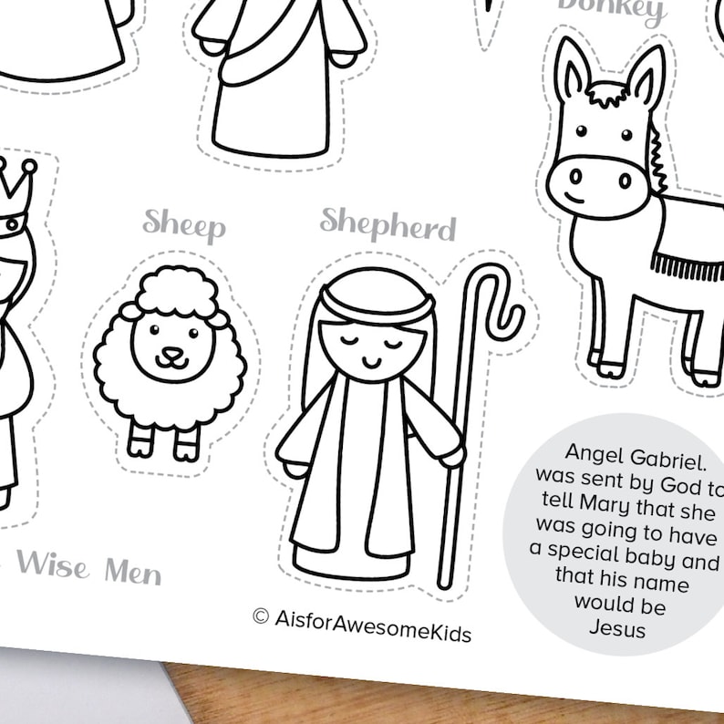 Christmas Nativity Cut & Paste Craft, Kids Colour and Build Xmas Jesus ...