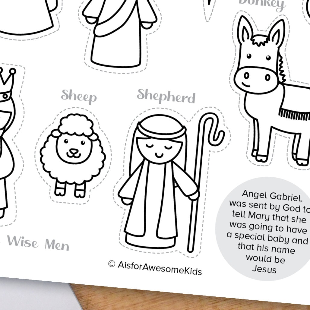 Christmas Nativity Cut & Paste Craft, Kids Colour and Build Xmas Jesus ...