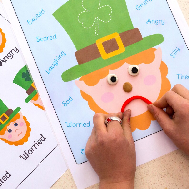 Exploring Emotions Leprechaun Play Dough Mat, Kids St Patrick's Day ...