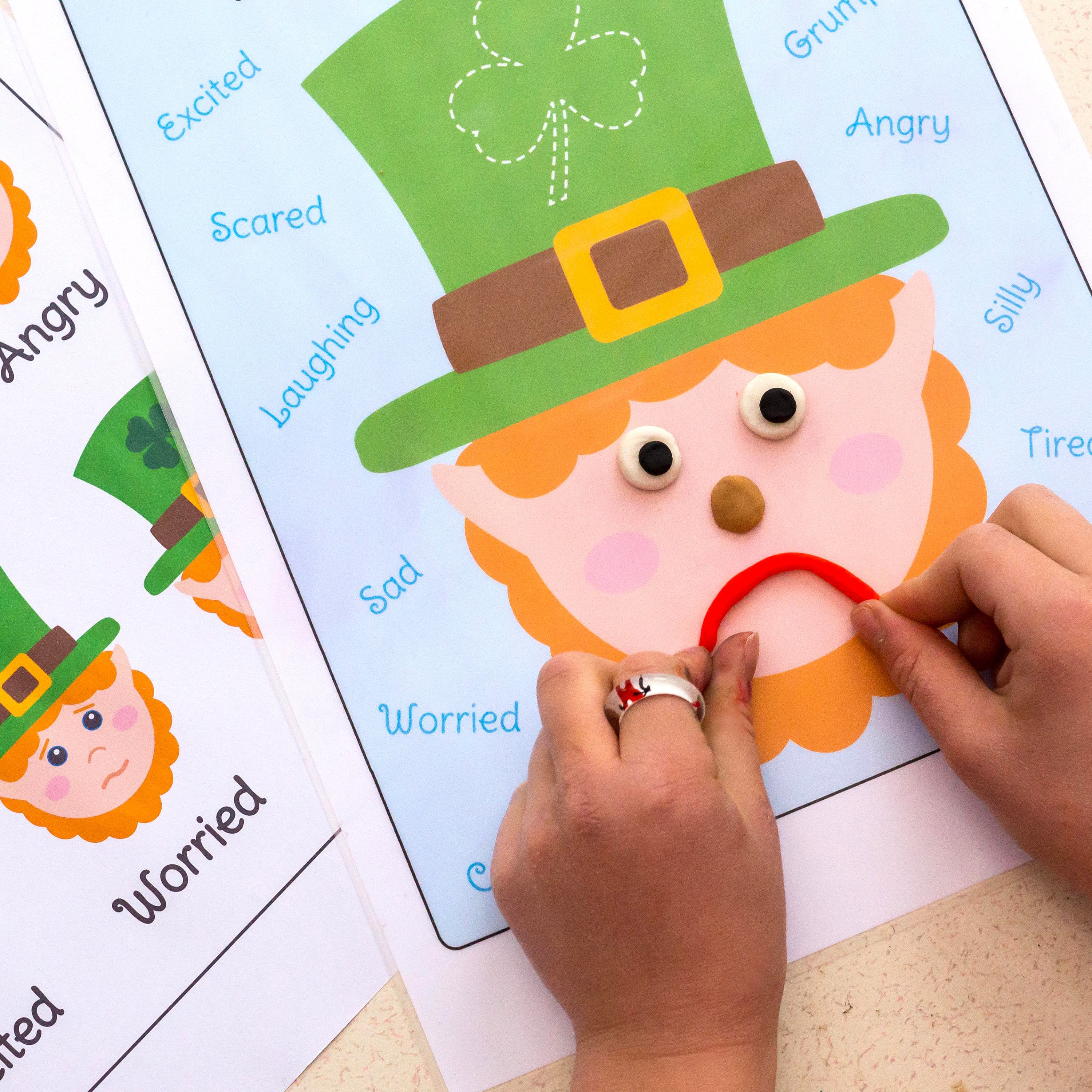 Exploring Emotions Leprechaun Play Dough Mat, Kids St Patrick's Day ...