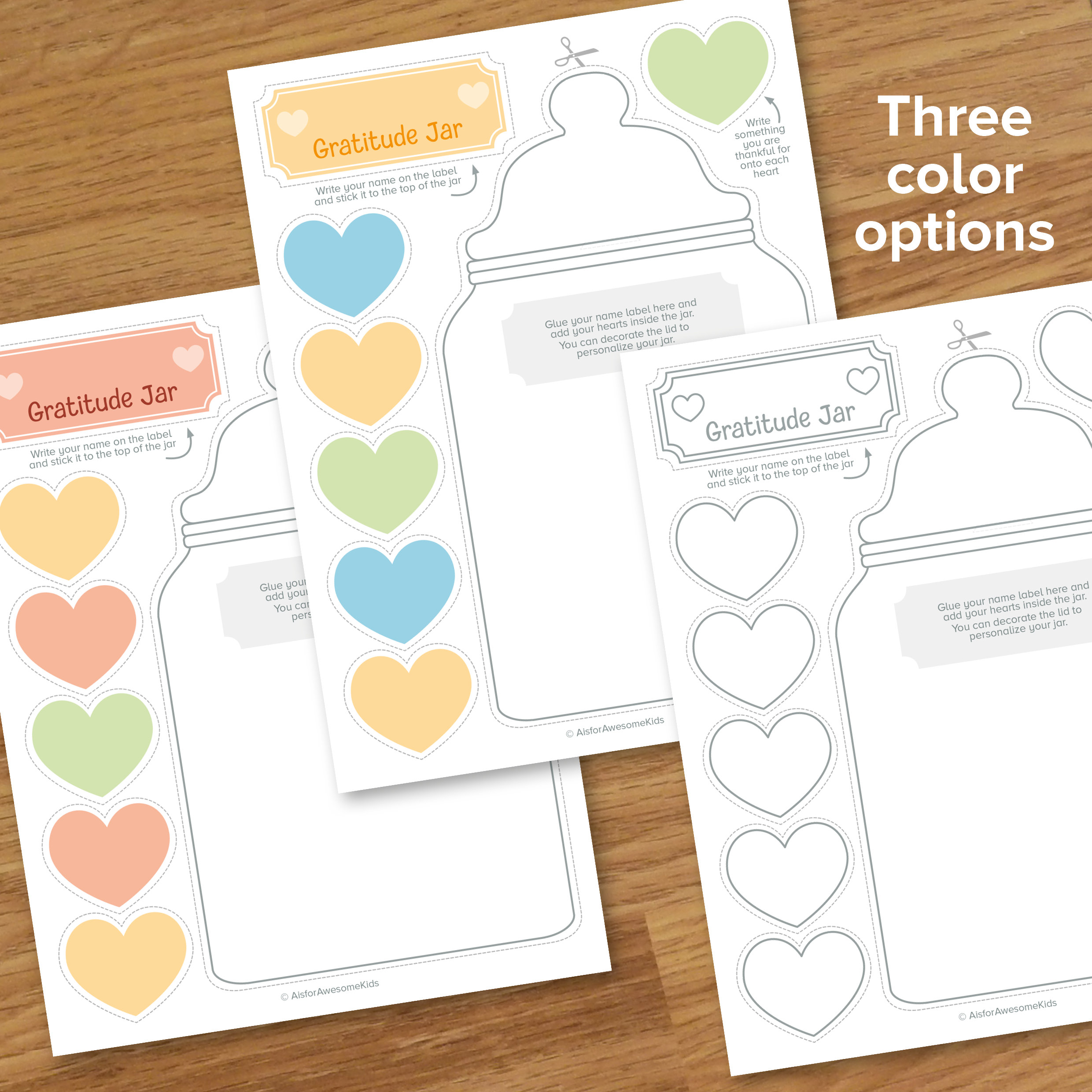 Gratitude Jar Cut & Paste Craft, Thanksgiving Hearts Printable ...