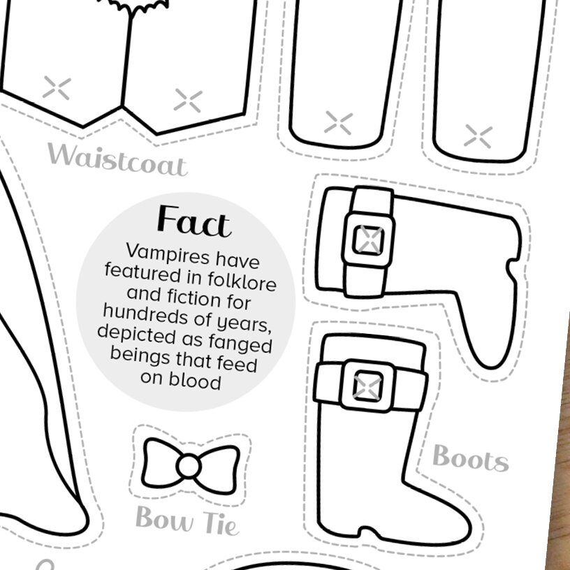 Vampire Split Pin Craft Printable, Halloween Puppet Show Paper Doll ...