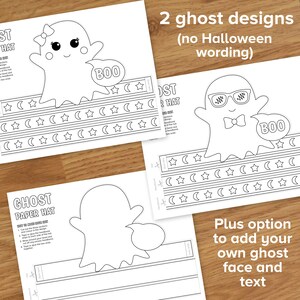 Halloween Paper Hat Crafts, Cute Ghost Trick or Treat Dress-up Crown ...