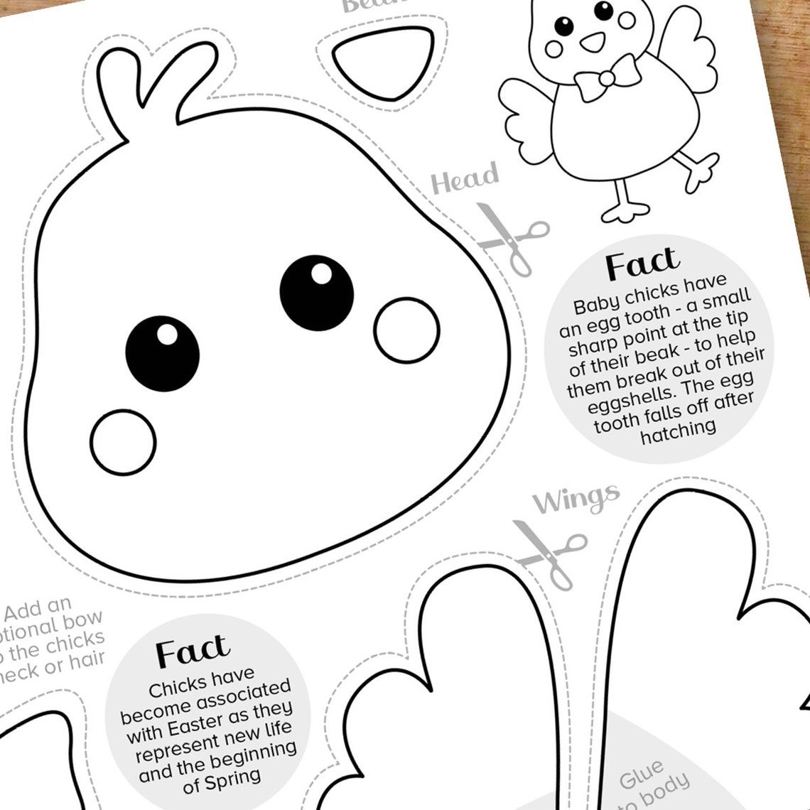 Easter Chick Cut & Paste Craft Printable, Build a Chicken Coloring ...