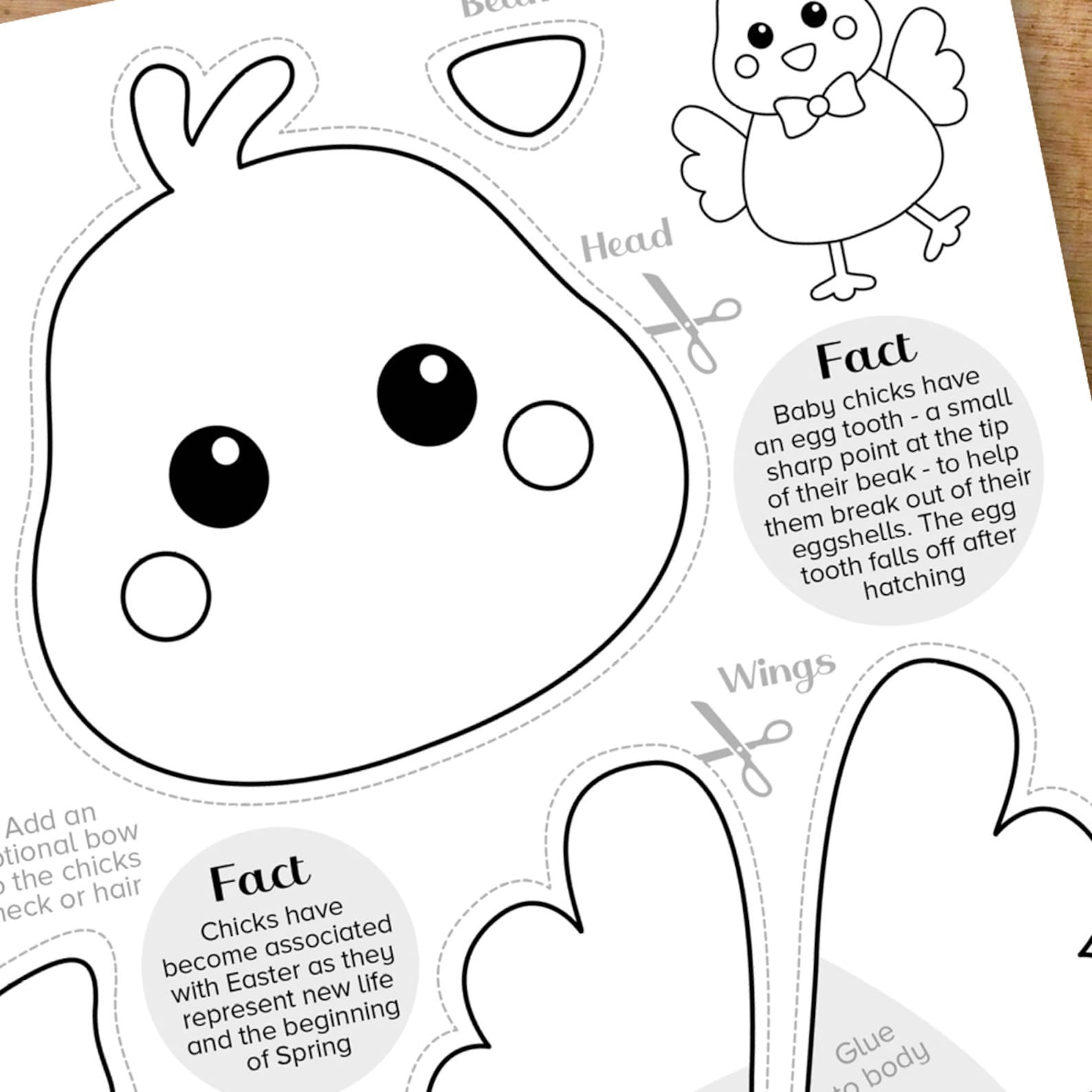 Easter Chick Cut & Paste Craft Printable, Build a Chicken Coloring ...