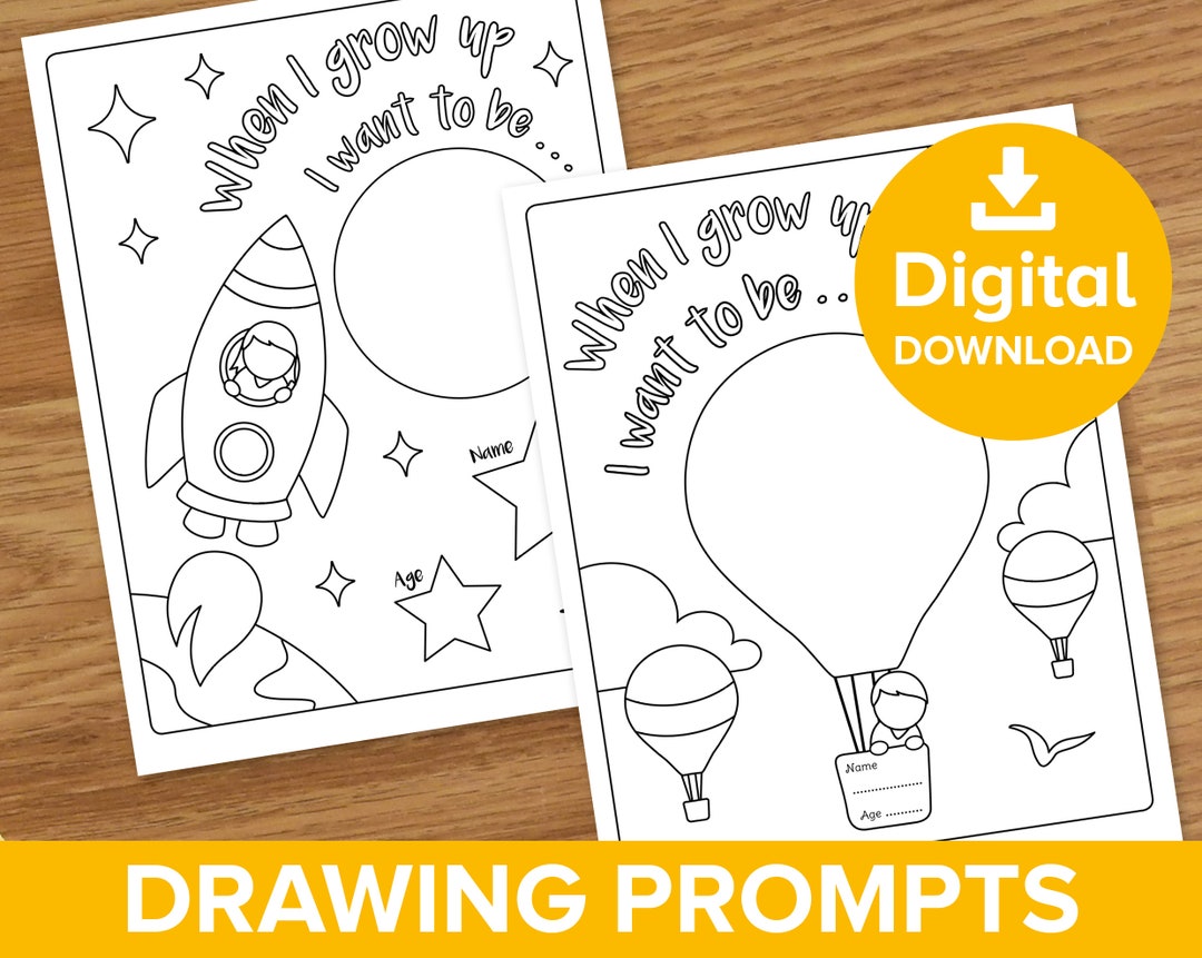 When I Grow up Worksheet, Kids Drawing Prompt Poster, Childrens Rocket ...