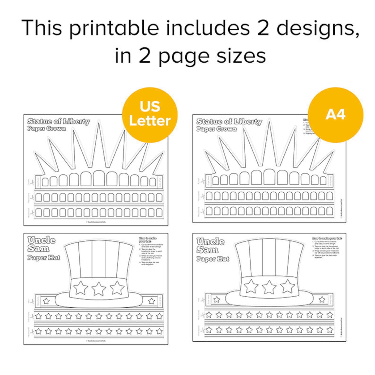 4th July Paper Hats Craft, Independence Day Celebration Party Hat, USA ...