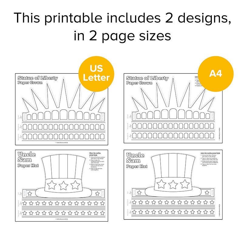 4th July Paper Hats Craft, Independence Day Celebration Party Hat, USA ...