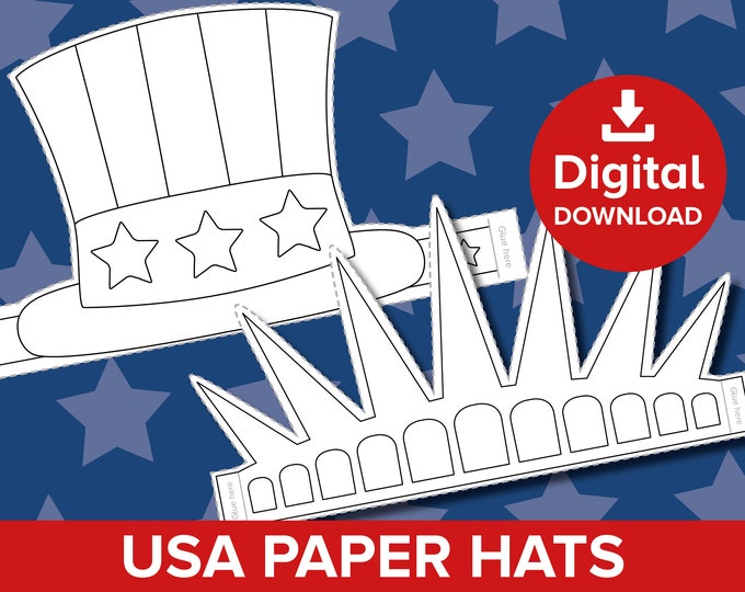 4th July Paper Hats Craft, Independence Day Celebration Party Hat, USA ...