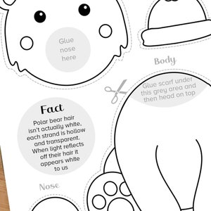 Polar Bear Cut & Paste Craft, Christmas Color and Build Kit, Paper Doll ...