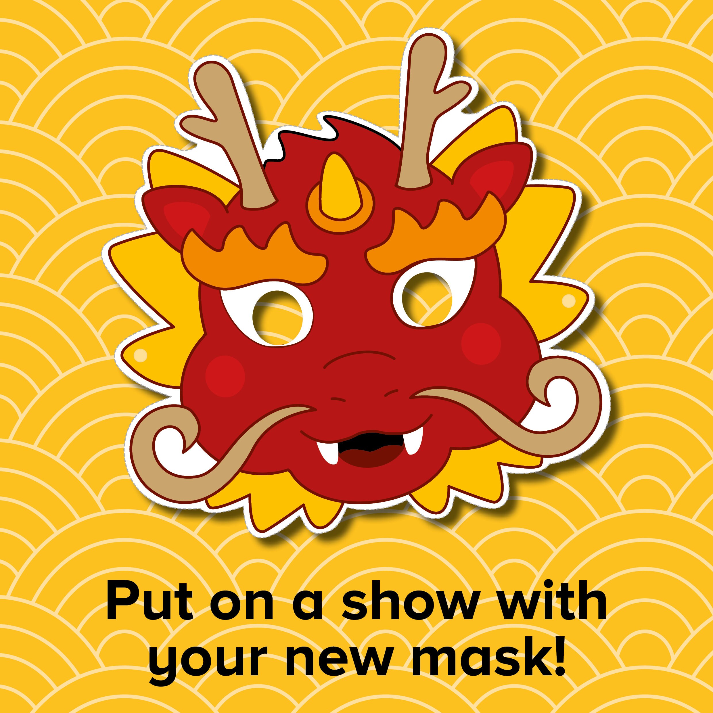 Chinese Dragon Mask Coloring Printable, Lunar Festival Parade Costume ...