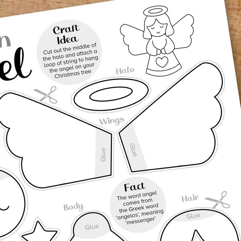 Angel Cut & Paste Craft, Christmas Fairy Color and Build Kit, Paper ...
