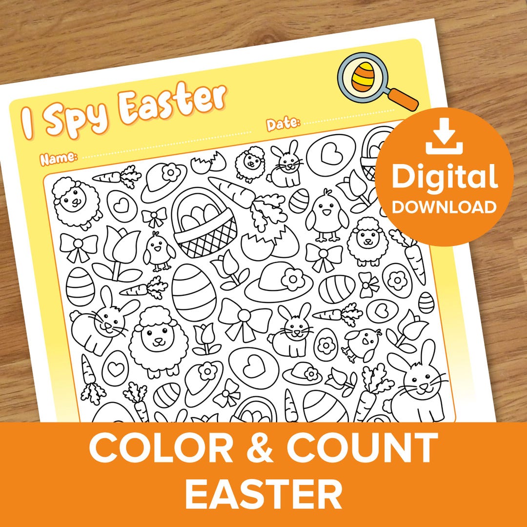 Easter I Spy Worksheet, Spring Eye Spy Color and Count Challenge ...