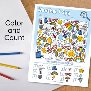 Weather I Spy Worksheet, Spring Eye Spy Color and Count Challenge ...