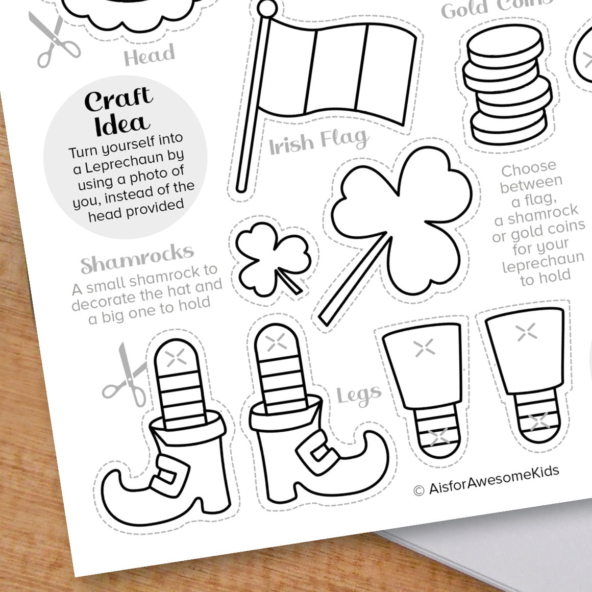 Leprechaun Split Pin Craft, St Patrick's Day Irish Sprite Paper Doll ...