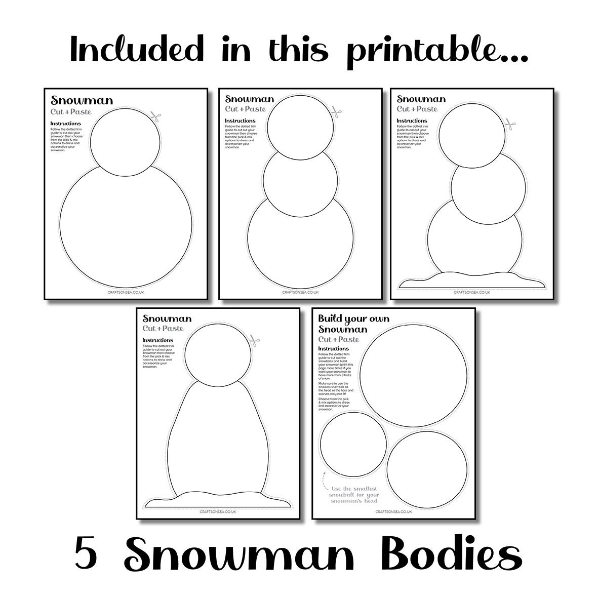 Build a Snowman Craft Printables, Christmas Cut and Paste Winter ...