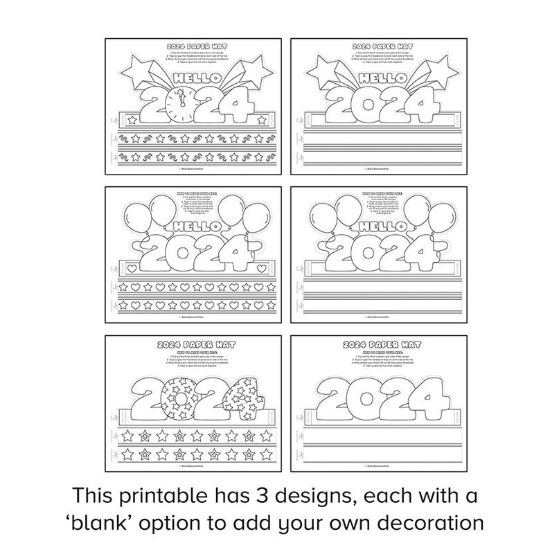 2024 New Year's Eve Paper Hats, Happy New Year Party Hat Crown, Holiday ...