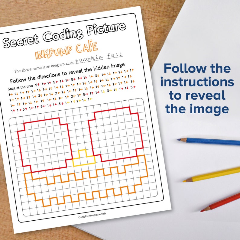 Halloween Coding Worksheets, Spooky Picture Reveal Challenge, Pumpkin ...