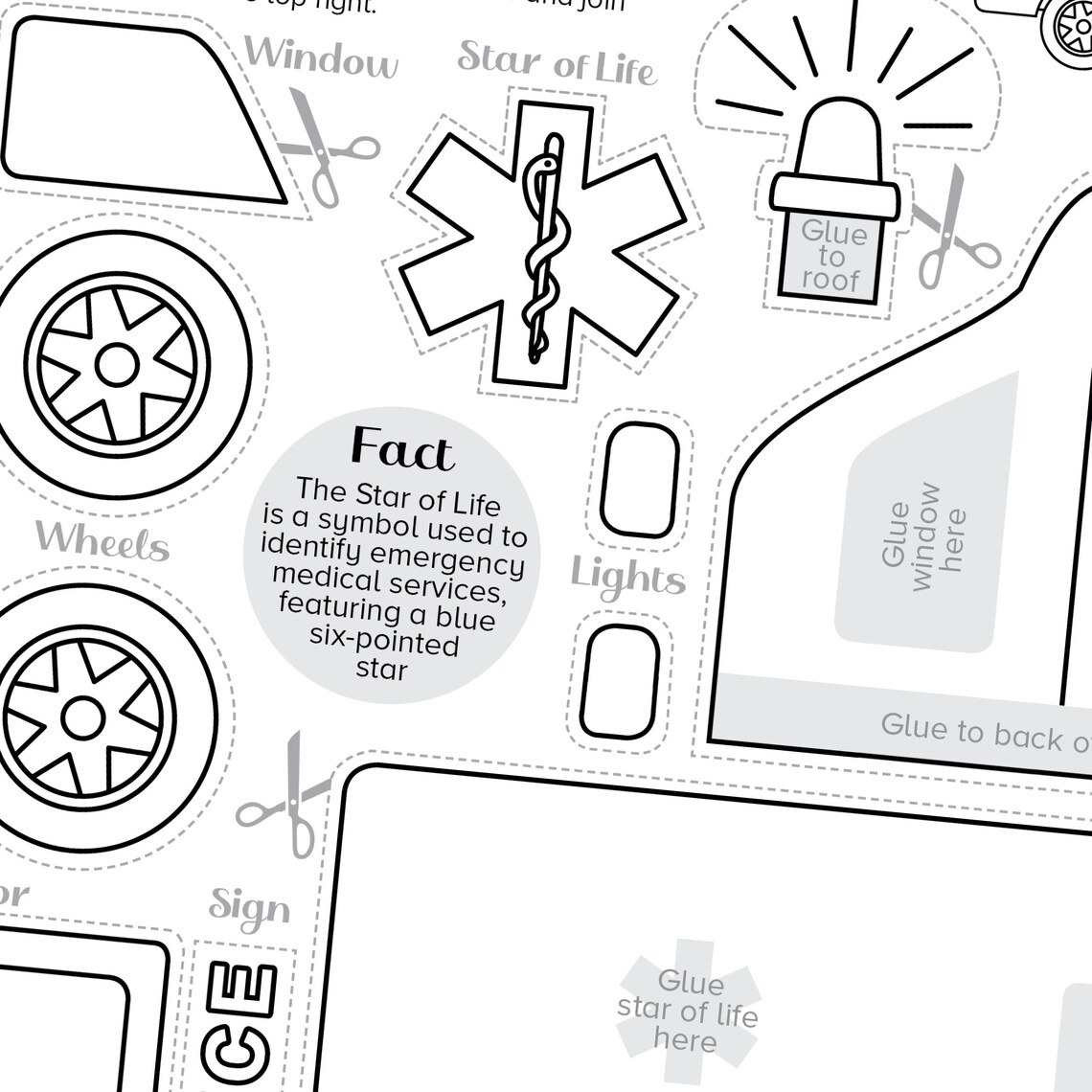 Build an Ambulance Cut & Paste Craft, Emergency Services Rescue Vehicle ...