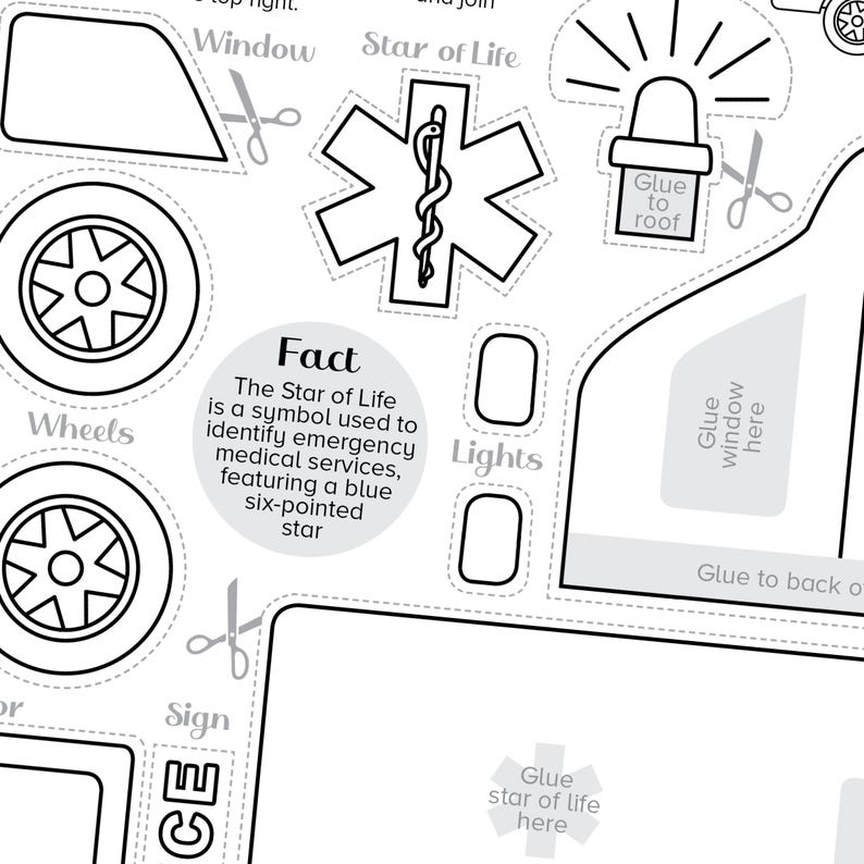 Build an Ambulance Cut & Paste Craft, Emergency Services Rescue Vehicle ...