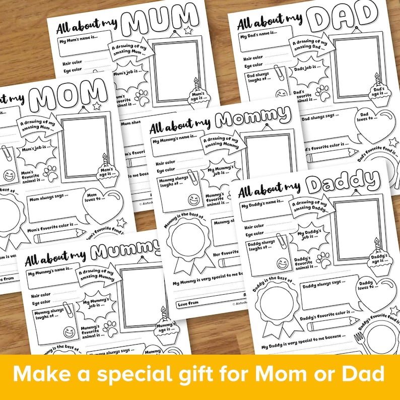 All About My... Mom Dad Worksheets, Grandparent Fact File Keepsake ...