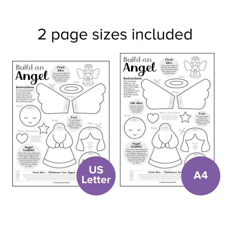 Angel Cut & Paste Craft, Christmas Fairy Color and Build Kit, Paper ...