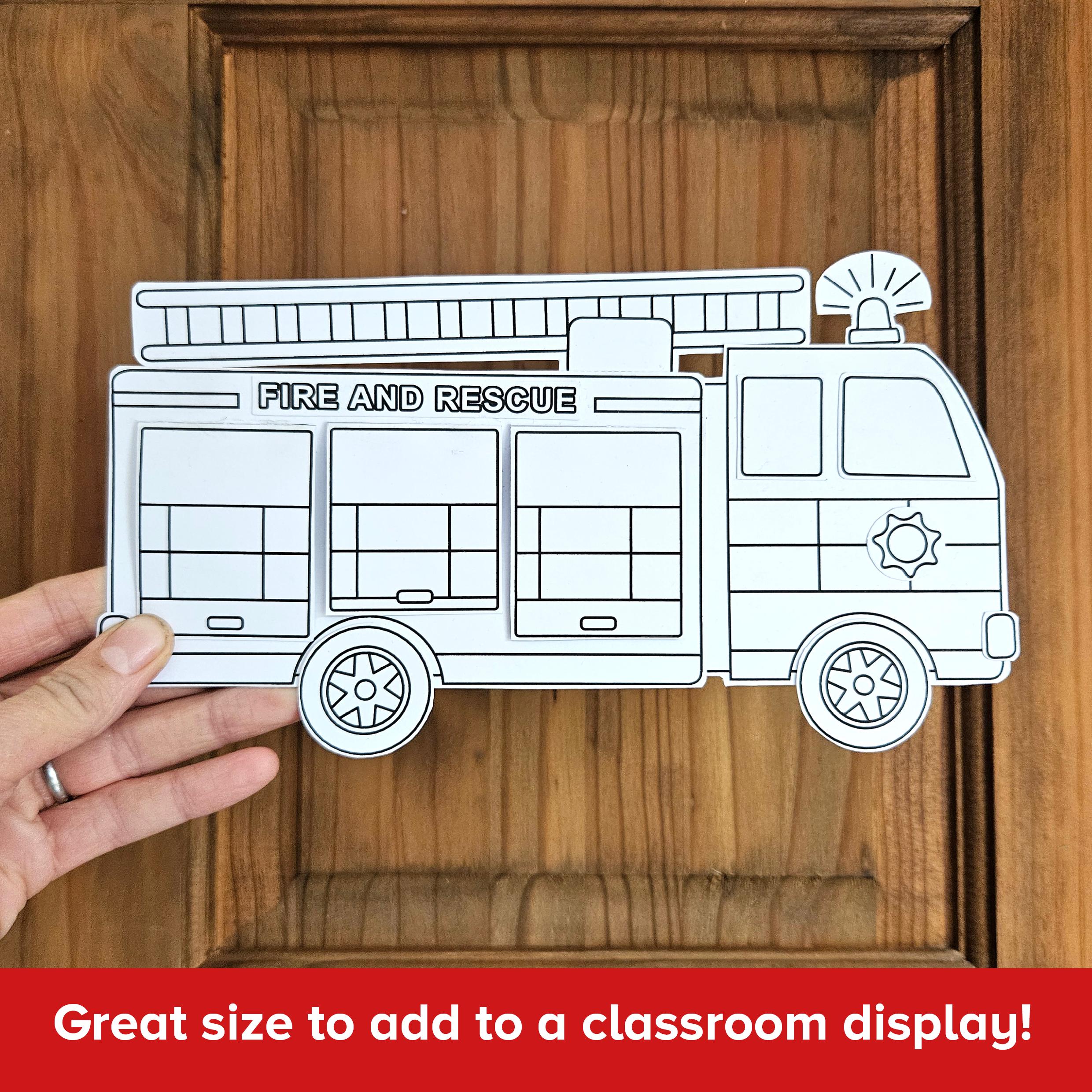 Build a Fire Truck Cut & Paste Craft, Emergency Services Rescue Vehicle ...