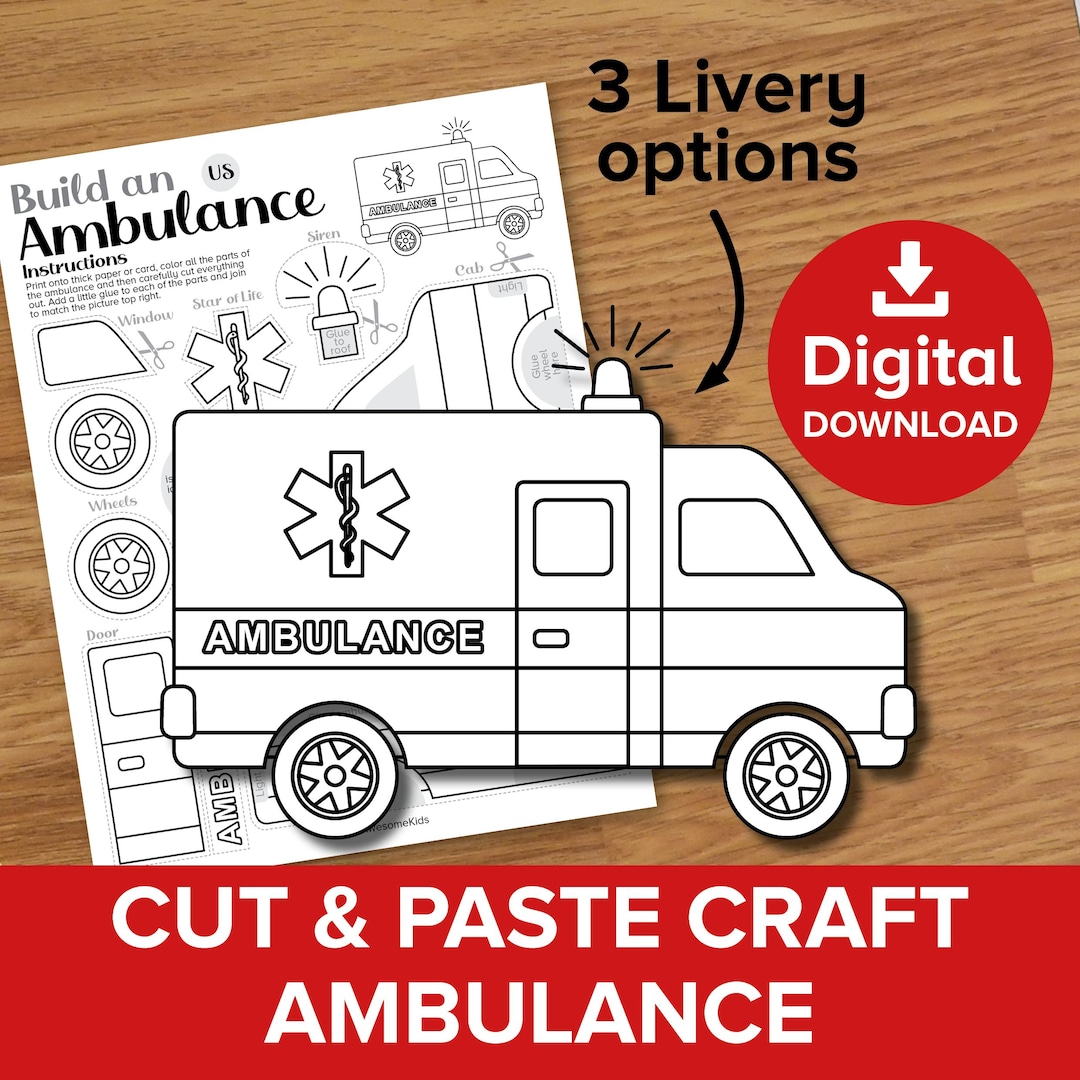 Build an Ambulance Cut & Paste Craft, Emergency Services Rescue Vehicle ...