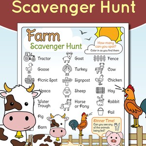 Farm Scavenger Hunt, Kids Animal Park Treasure Hunt, Children Outdoor ...