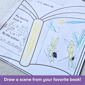 My Favorite Book Worksheet, Kids Drawing Prompt Reading Activity ...