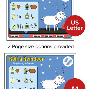 Roll a Reindeer Play Dough Mat Game, Kids Christmas Playdoh Dice ...