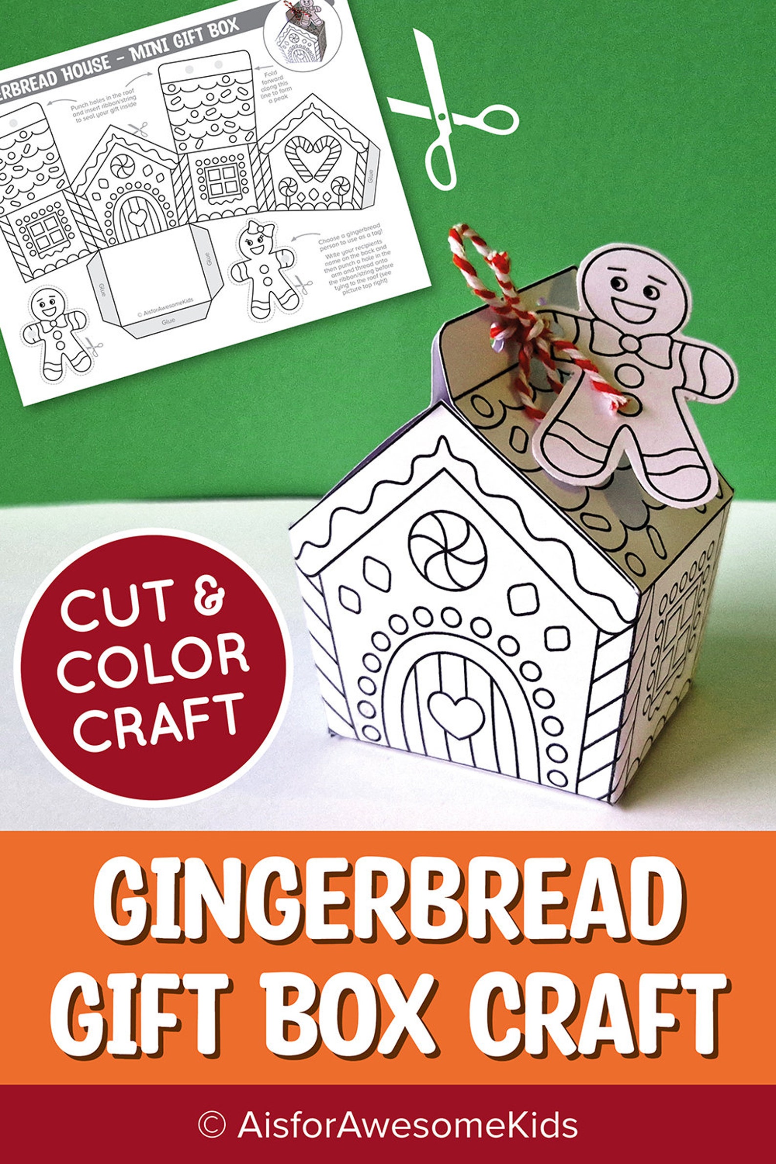 Christmas Gift Box Craft, Mini Gingerbread House Present Wrapping, Xmas ...