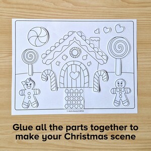 Gingerbread House Scene Cut & Paste, Build a Christmas Candy Cottage ...